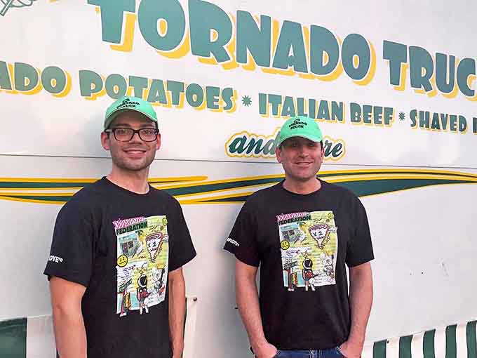 The friendly staff behind The Tornado Truck keep the operation running smoothly, one spiral-cut potato at a time.