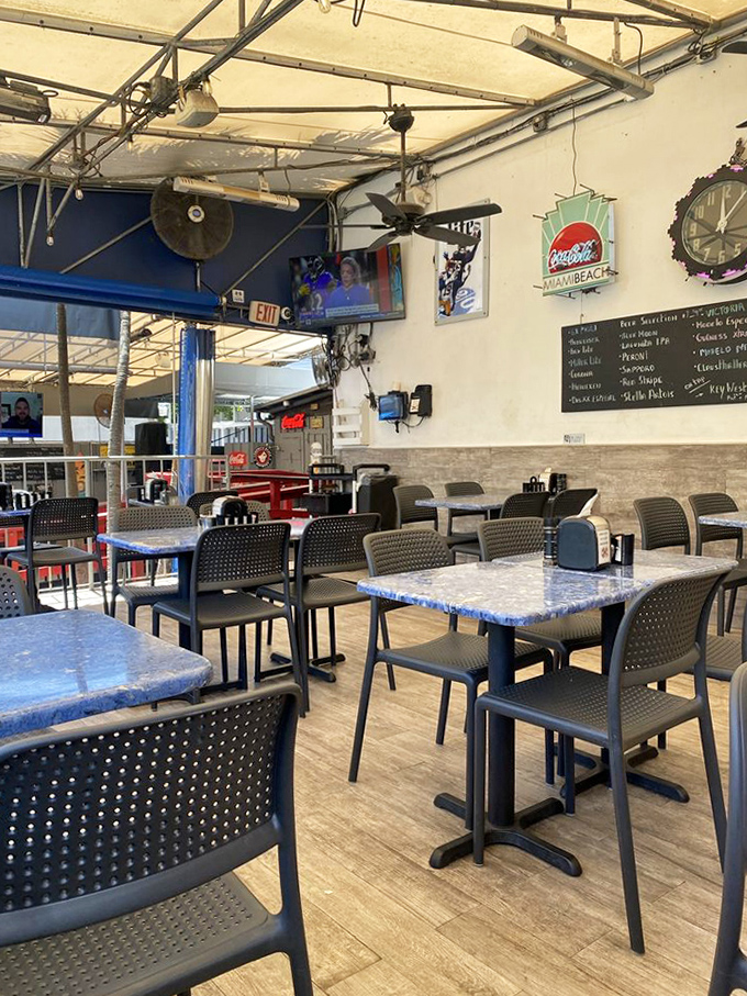 The seating area offers Miami people-watching at its finest.