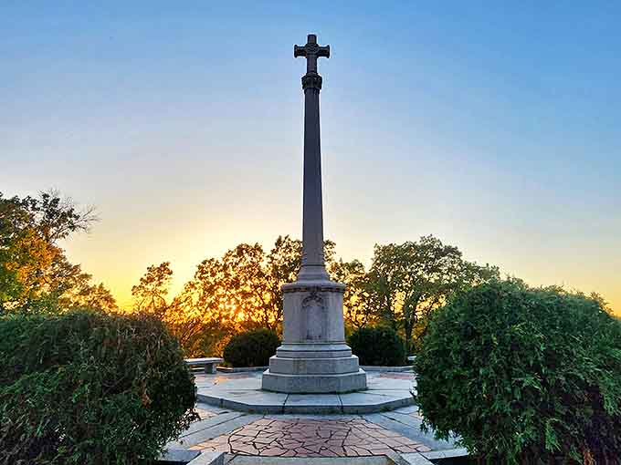 The monument stands in silent tribute against the setting sun, a reminder of history's permanence amid nature's constant change.