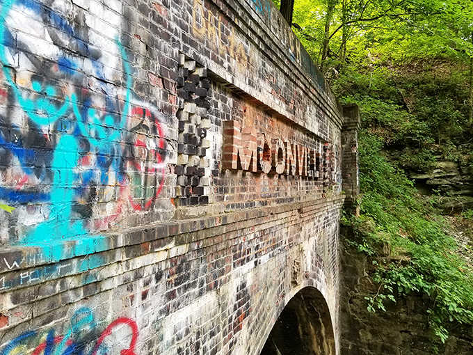 The name "MOONVILLE" still proudly adorns the tunnel's facade, a lasting reminder of the ghost town it once served.