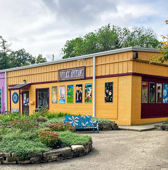 Village Artisans' cheerful yellow exterior houses a treasure trove of local creativity, proving that the most interesting galleries aren't always in big cities.