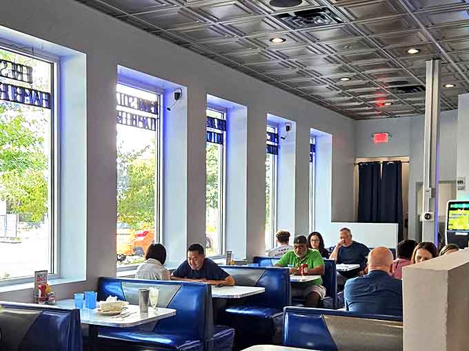 Window seating bathes diners in natural light while they fuel up for whatever adventures Minneapolis has in store.