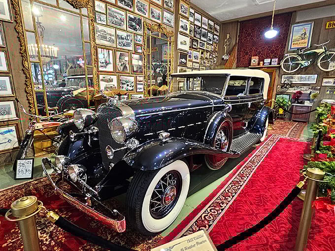 The 1930s Cadillac V-16 doesn't just occupy space&mdash;it commands it, like a mechanical aristocrat too dignified to acknowledge modern traffic laws.