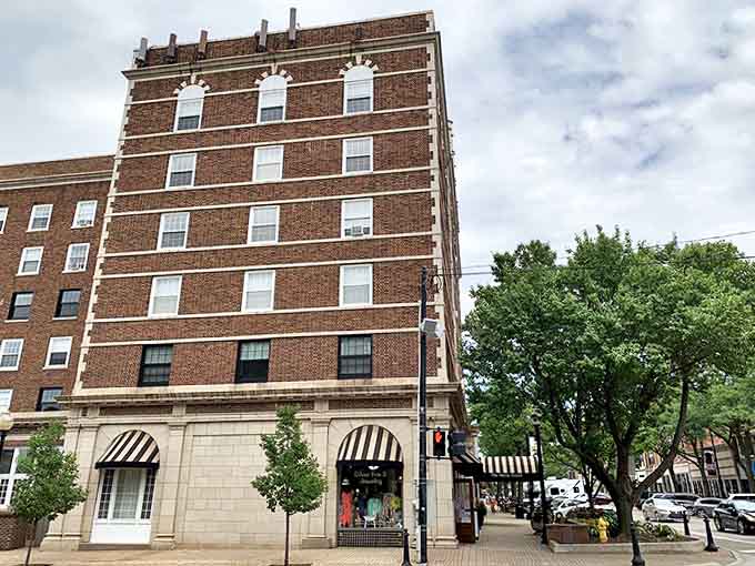 This classic brick hotel anchors the corner like it has for generations, watching fashions change while its timeless architecture remains steadfastly elegant.
