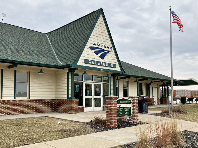 The Amtrak station connects Galesburg to the wider world, its classic design nodding to the town's railroad heritage while serving modern travelers.