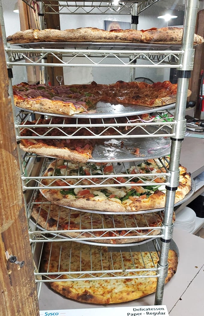 A tower of temptation &ndash; each shelf holding wood-fired masterpieces waiting to make someone's day infinitely better.