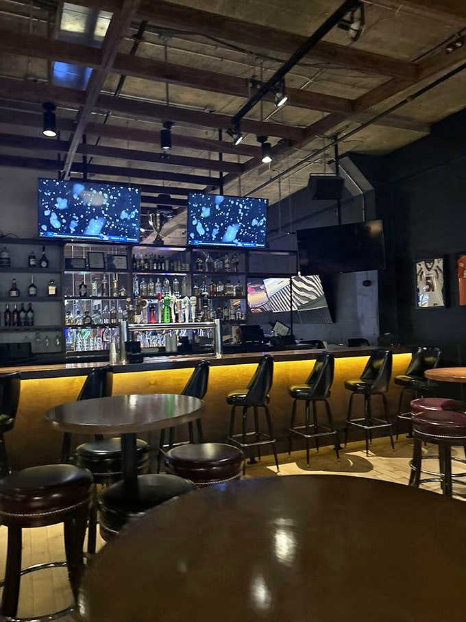 The bar strikes that perfect balance between sports bar energy and upscale lounge sophistication, with cocktails crafted with theatrical flair.