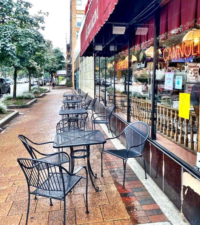 That classic red awning and sidewalk seating create the perfect European caf&eacute; vibe, minus the jet lag and expensive plane ticket.