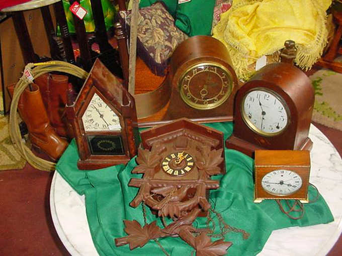 Time stands still in this collection of vintage timepieces, each clock face frozen at the moment its springs wound down decades ago.
