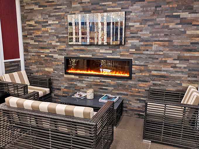 A fireside nook that beckons you to linger over coffee and conversation long after your plate is clean.