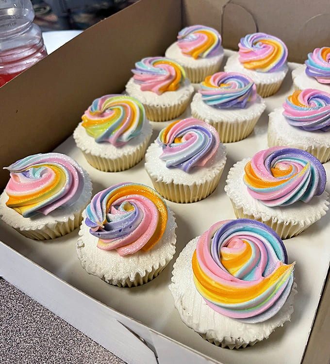 Cupcakes: Rainbow swirls of buttercream that would make unicorns jealous. These aren't just cupcakes&mdash;they're edible happiness.