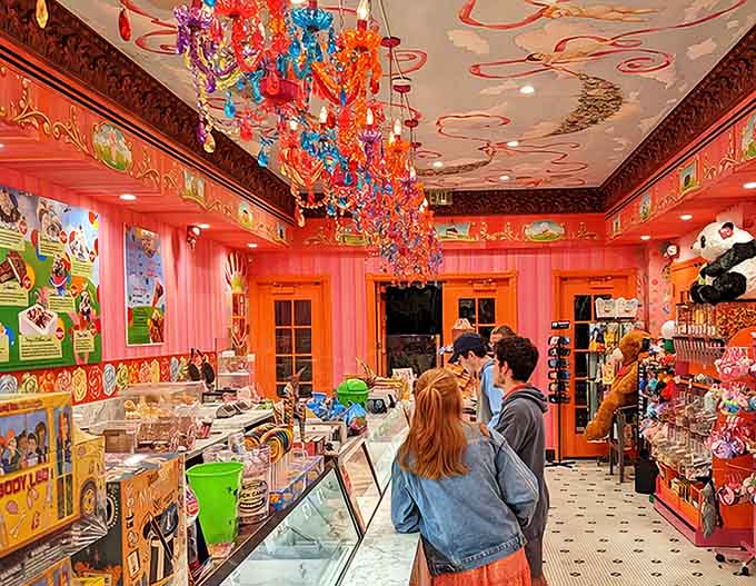 The line forms with anticipation, each person contemplating the serious business of selecting just the right flavor combination.