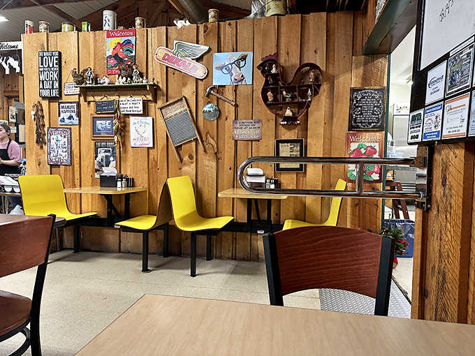 Every mismatched decoration and weathered sign tells a story in this space where "eclectic" isn't a design choice, it's a way of life.