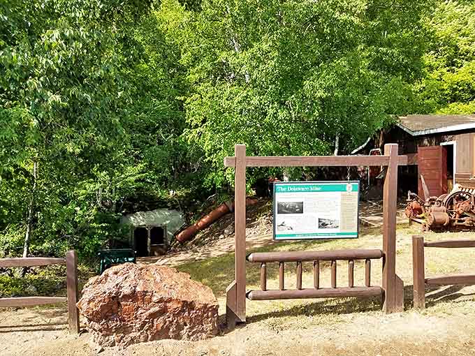 Interpretive signs bring context to ruins, helping visitors understand the human stories behind these industrial remains.