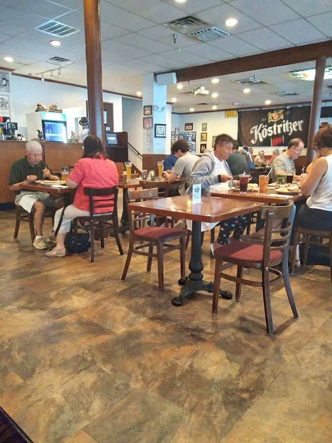 Locals and tourists alike gather in the dining room &ndash; the shared experience of exceptional German cuisine creates an instant community.