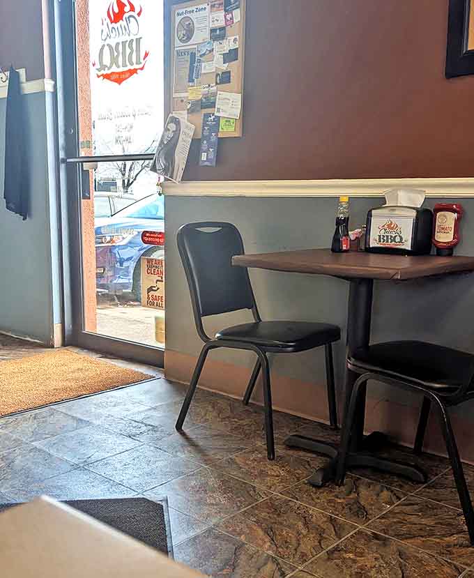 A cozy corner where countless conversations have happened over plates of ribs and pulled pork &ndash; simple, honest, and welcoming.
