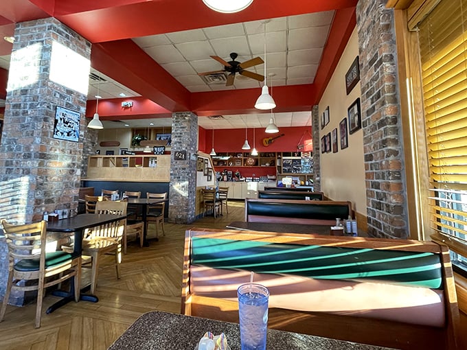 Sunlight streams through windows, casting a warm glow across booths and tables where countless conversations and meals have created their own kind of music.