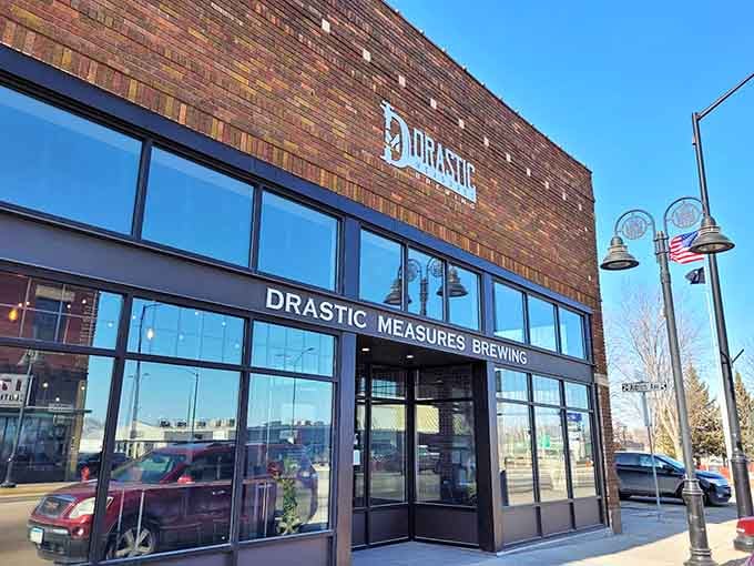 Drastic Measures Brewing brings craft beer culture to small-town Minnesota, where exposed brick and modern sensibilities create the perfect backdrop for conversation.