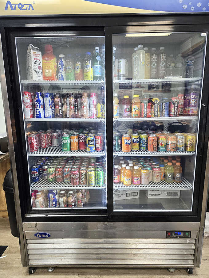 That beverage cooler offers cold refreshment options for those rare souls who don't want coffee with their donuts, though we're not sure we understand those people.