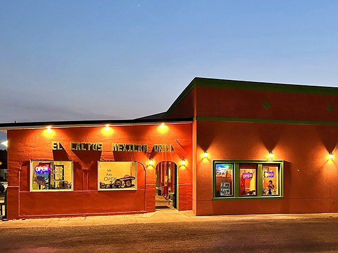 El Cactus Mexican Grill glows invitingly at dusk, promising authentic flavors that transport diners south of the border without leaving Illinois.
