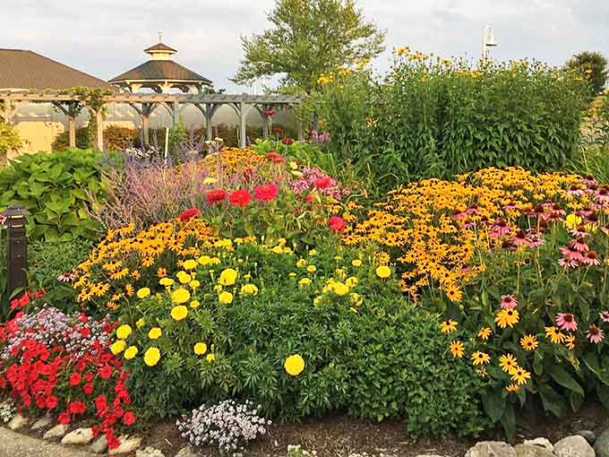 A riot of summer blooms creates nature's perfect color palette, proving Charlevoix's gardens can compete with any painting.