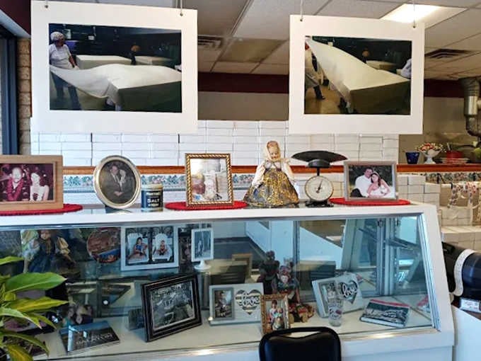 The shop's decor tells stories of heritage and history – family photos and mementos creating an atmosphere as warm as the ovens.