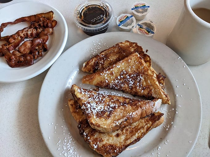 French toast that makes you question why anyone would ever choose cereal again &ndash; golden, crispy, and utterly irresistible.
