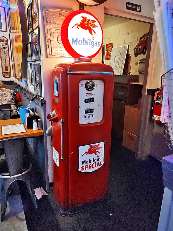 This vintage Mobilgas pump isn't just decoration &ndash; it's a perfectly preserved time capsule from America's golden age of automotive culture.