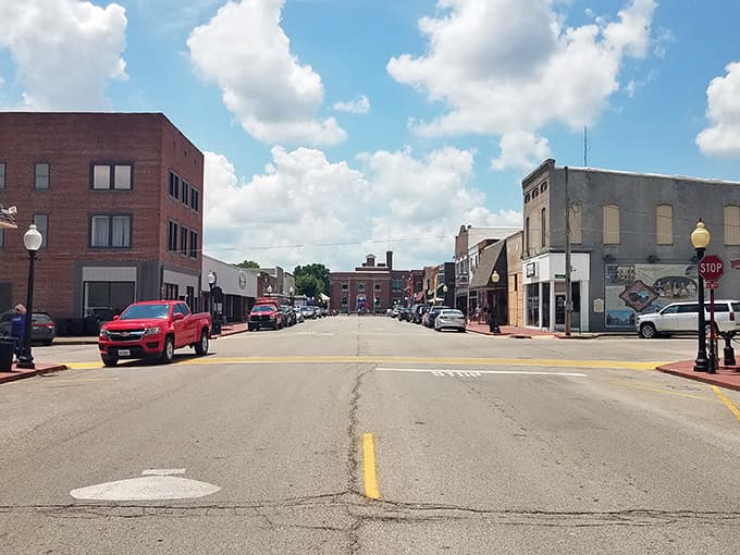 Historic downtown buildings tell stories of generations past, their brick facades witnessing decades of small-town American life.