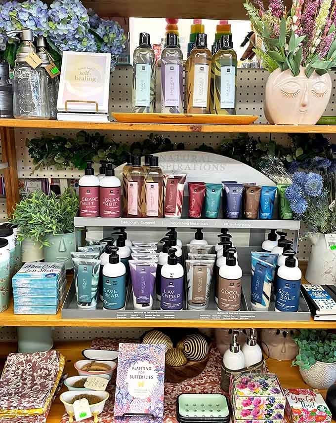 Self-care meets hardware store in this botanical-inspired display that would make your bathroom feel like a spa retreat in the North Woods.