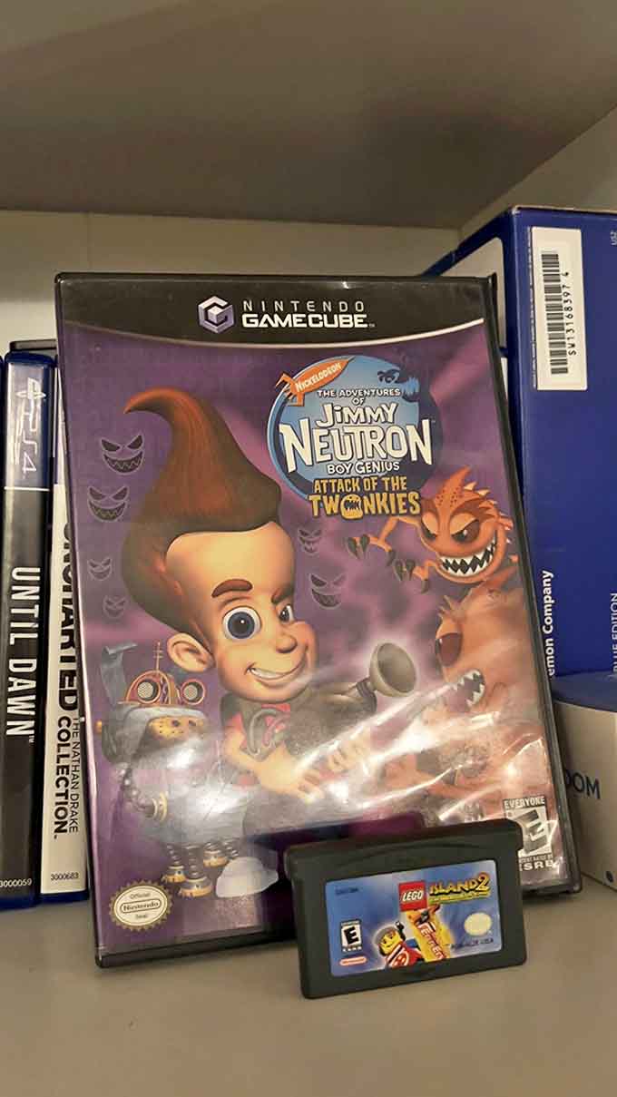 Jimmy Neutron's GameCube adventure sits proudly alongside a LEGO Island cartridge &ndash; proof that licensed games have their own special place in gaming history.