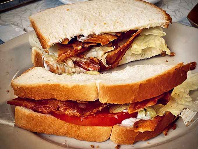 A sandwich that understands the importance of proper bread-to-filling ratio &ndash; notice how it's cut diagonally because triangles simply taste better.