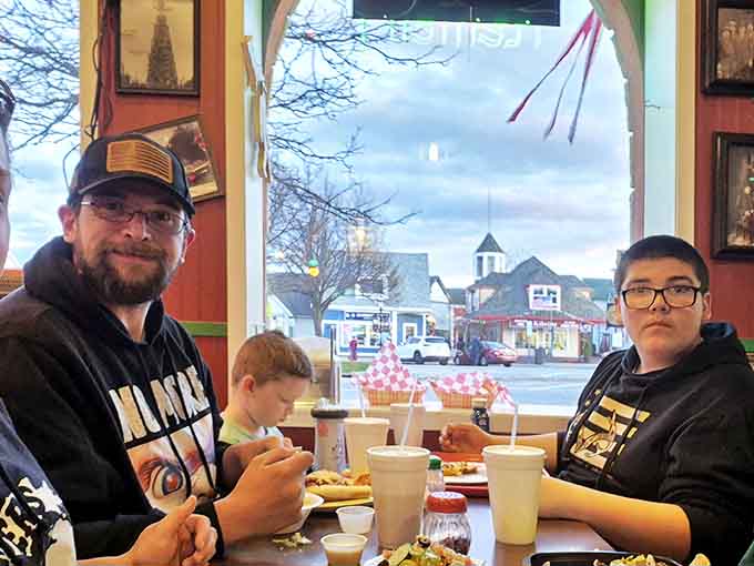 Families create memories over meals, fueling up before or after exploring the unique museum that makes this pizzeria truly one-of-a-kind.