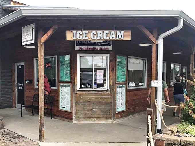 Another angle of ice cream headquarters, where friendly staff transform simple ingredients into frozen masterpieces with practiced efficiency.