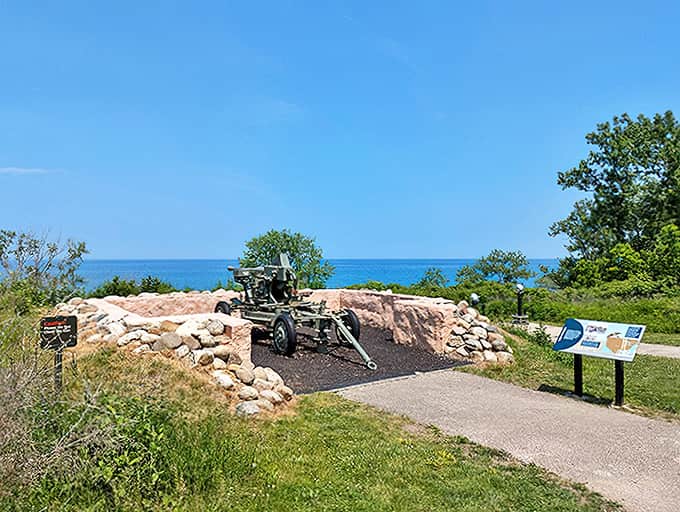 That artillery piece stands as a reminder of the area's military past, when this peaceful preserve served a very different purpose for very different visitors.