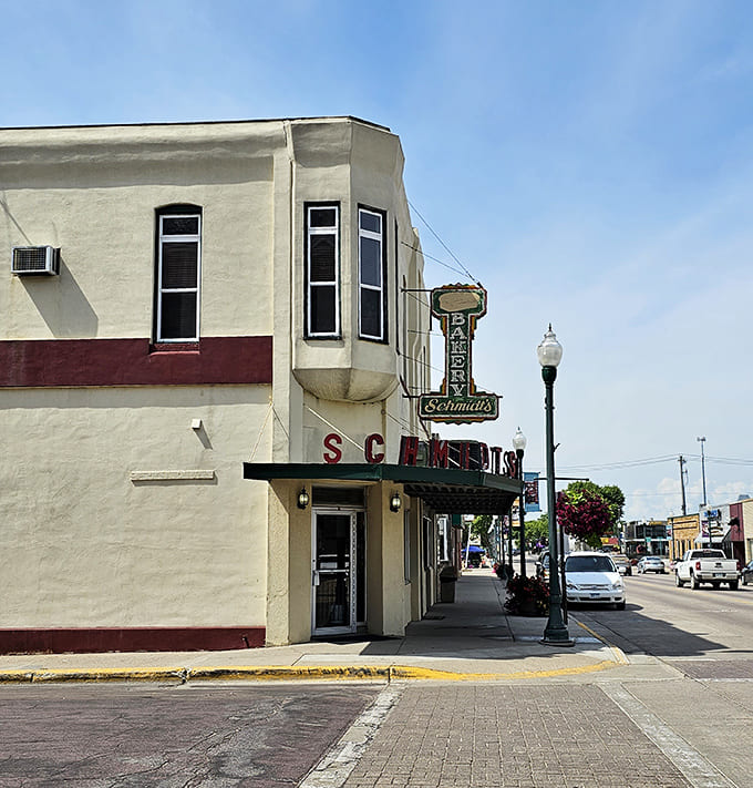 From this angle, Schmidt's looks like it belongs on a postcard titled "Quintessential American Main Street Bakery" &ndash; because it absolutely does.