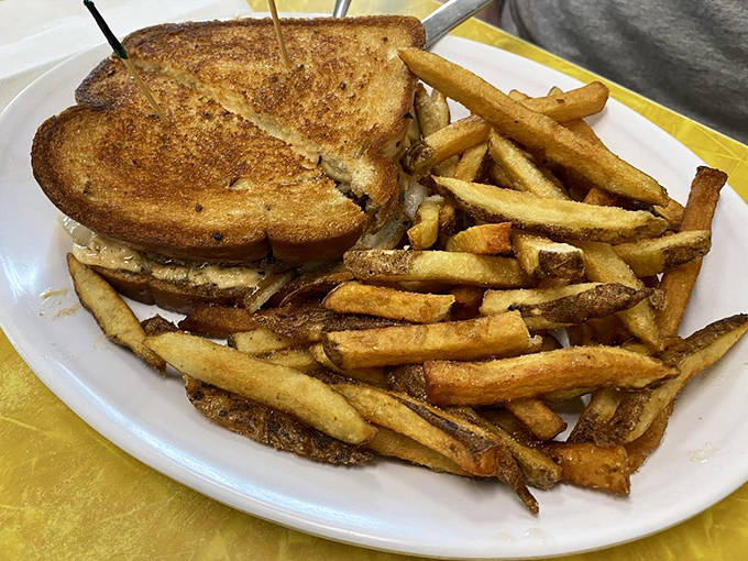 The patty melt &ndash; where beef, cheese, and grilled onions perform a perfectly choreographed dance on toasted rye.