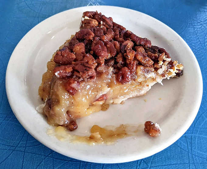 Pecan pie perfection &ndash; toasted nuts swimming in a bourbon-kissed filling that's custardy rather than cloyingly sweet.
