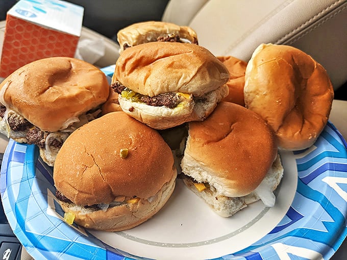 A plate of Crabill's famous sliders ready for devouring. Small in size but mighty in flavor, these beauties prove that greatness comes in all packages.