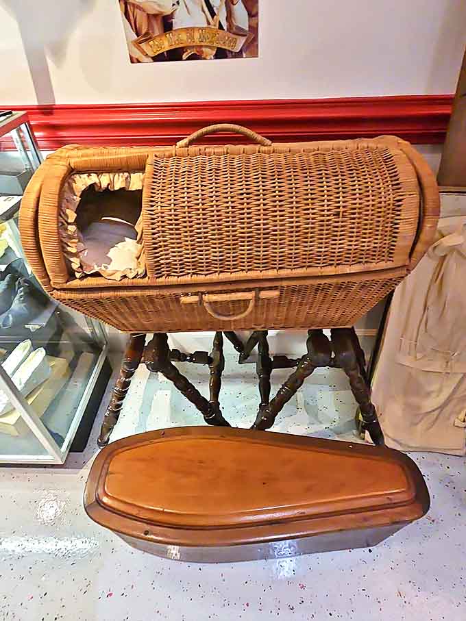 Delicate wicker baskets served as infant caskets, their small size and craftsmanship a poignant reminder of lives barely begun.