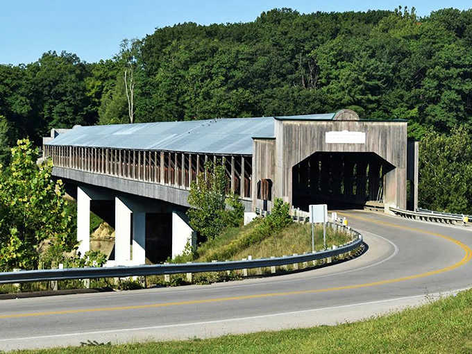 Somlen-Gulf Covered Bridge stretches impressively across the landscape. America's longest covered bridge proves Ohio knows how to go big or go home!