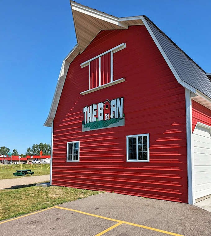 "The Barn" serves as the cultural heart of the park, its classic red silhouette housing community events and artistic gatherings.