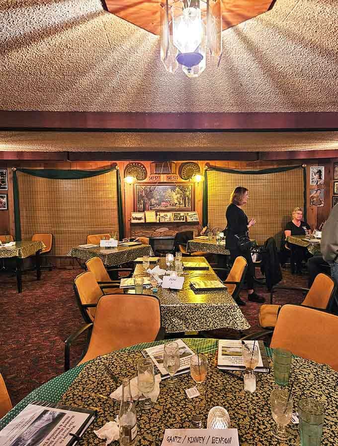 The dining room's vintage charm makes you feel like you've stepped back in time, with servers who might share a ghost story between courses.