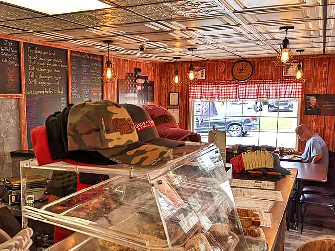 The merchandise display offers branded souvenirs, because when food becomes this memorable, people want to take a piece of it home.