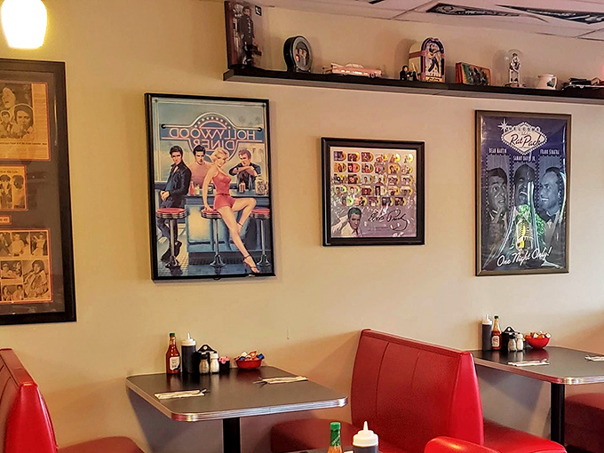 Wall decors: A museum of Americana where Elvis and classic cars remind us of simpler times between bites of pancake.