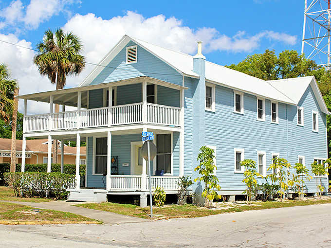 The Ward Home's cheerful yellow exterior and welcoming porch practically beg you to sit a spell and sip some sweet tea.