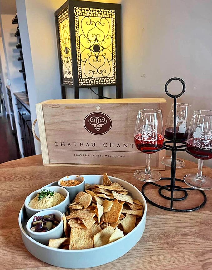 Wine Tasting: Simple pleasures done right &ndash; crisp wines, savory dips, and crunchy pita chips served in a setting that makes everyday worries disappear.