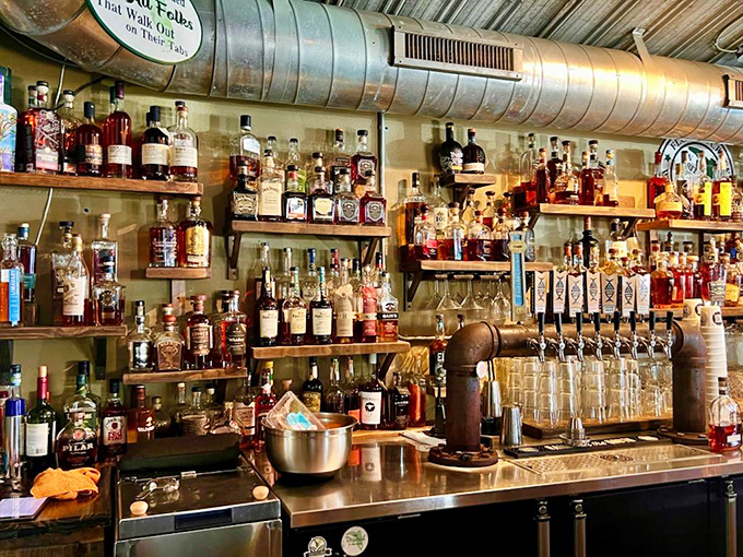 Behind the bar, an impressive selection of spirits stands ready to transform your ordinary breakfast into a celebration-worthy brunch experience.