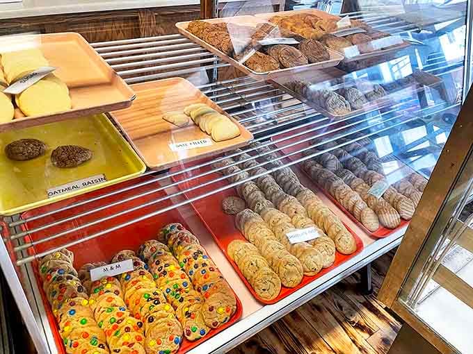 Cookie heaven awaits with varieties ranging from classic chocolate chip to M&M-studded creations that bring out the kid in everyone who visits.