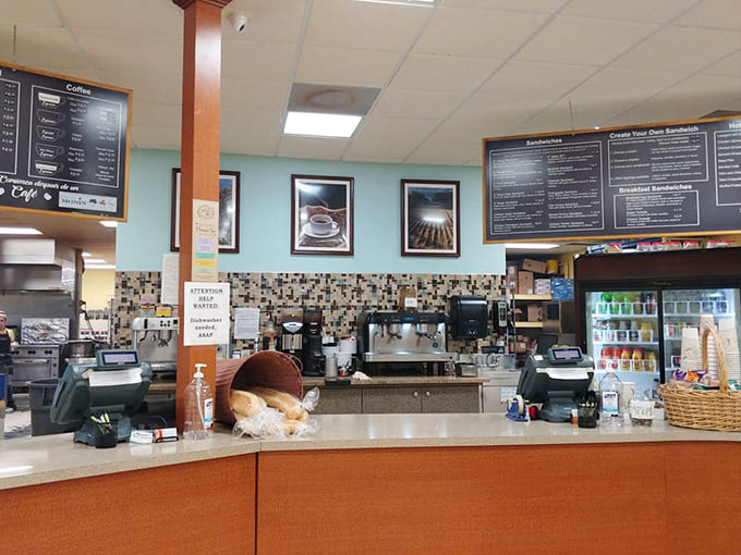 The counter where friendly staff work their magic, turning orders into edible happiness with impressive efficiency.